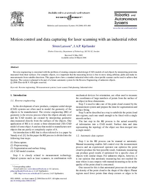 Pdf Motion Control And Data Capturing For Laser Scanning With An