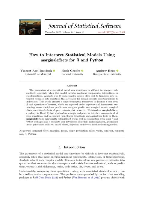 Pdf How To Interpret Statistical Models Using Marginaleffects For R