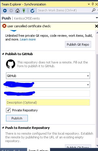 Github Visual Studio Publishing To Git Hub User Cancelled