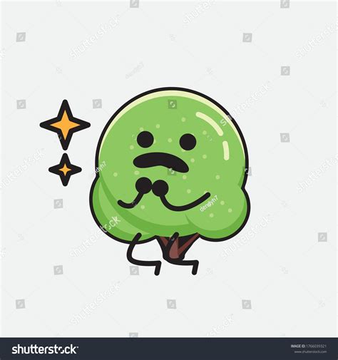 Illustration Cute Green Tree Mascot Vector Stock Vector Royalty Free