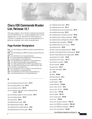 Fillable Online Cisco IOS Commands Master SR List Release Fax Email Print PdfFiller