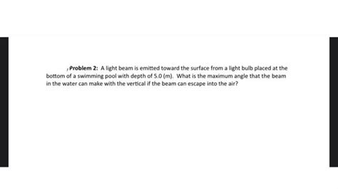 Solved Problem A Light Beam Is Emitted Toward The Chegg