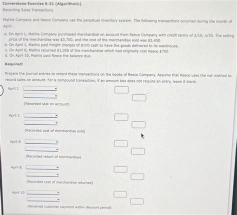 solved cornerstone exercise 6 21 algorithmic recording
