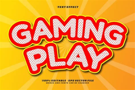 편집 가능한 게임 플레이 텍스트 효과 프리미엄 벡터