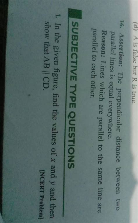 Assertion The Perpendicular Distance Between Two Parallel Lines Is E