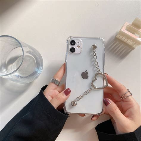 Y K Metal Cadena De Tel Fono Funda De Iphone Con Coraz N Etsy