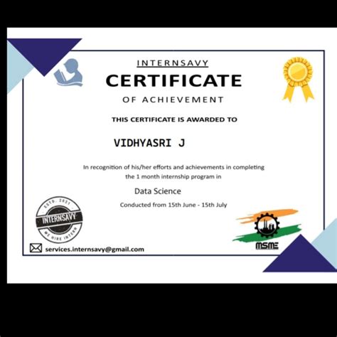 vidhyasri j on linkedin internship internsavy