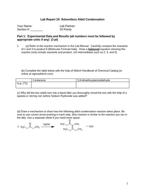 Lab Report 10 Solventless Aldol Condensation Pdf Thin Layer