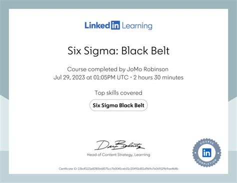 jomo robinson on linkedin certificate of completion