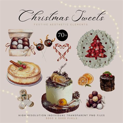 Christmas Sweets Clipart Watercolor Sweets PNG Bundle Deserts Clipart Cute Christmas Graphics