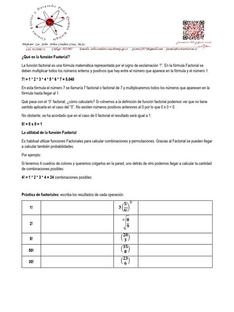 Qué Es La Función Factorial Pdf
