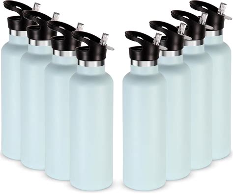 Neihepal 24oz Insulated Water Bottles Bulk 8 Packstainless Steel Double Wall Sport
