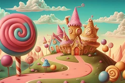 Fantasy Sweet Candy Land Neural Network Ai Generated Stock