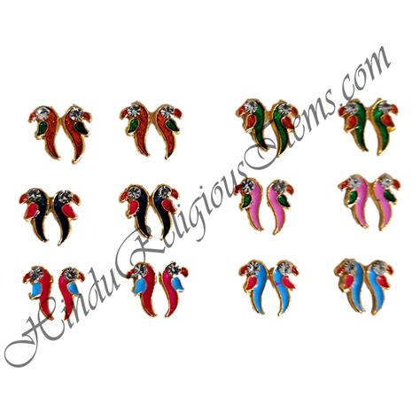 Meenakari Parrot Shape Kundal Earring With Diamond