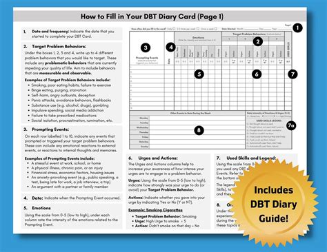 Dbt Diary Card Dialectical Behavior Therapy Skills Tracker Etsy