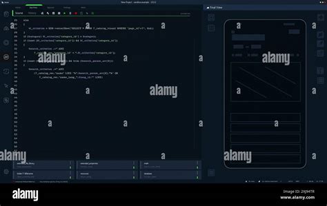 Dark Programming Interface For Mobile Applications Ux Ui Development With Lines Of Code Coding