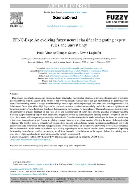 Pdf Efnc Exp An Evolving Fuzzy Neural Classifier Integrating Expert