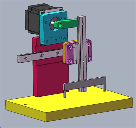 1052 电机转动式移料机构solidworks 2016模型图纸下载 懒石网