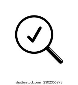 Magnifying Glass Check Mark Icon Isolate Stock Vector (Royalty Free ...