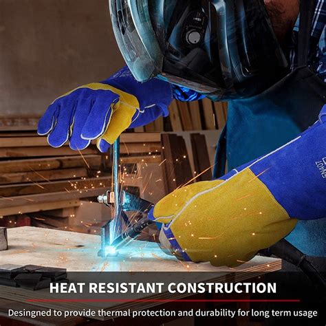 Heat Fire Resistant Oven Welding Leather Gloves