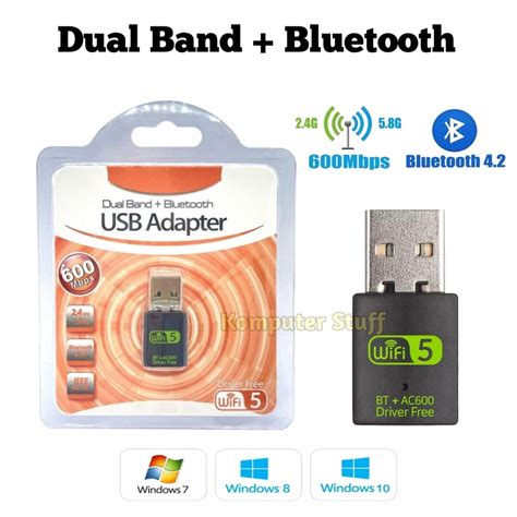Jual USB WiFi Adapter 600 Mbps Bluetooth Transmitter Receiver Dual Band Di PC Laptop Komputer
