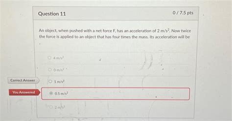 solved an object when pushed with a net force f has an