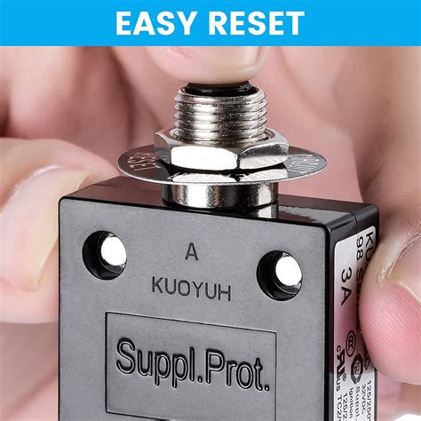 Push Button Circuit Breaker 3 Amp Briidea Fuse Tester Manual Reset 32