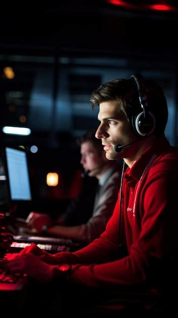 Premium Photo A Man Wearing Headphones Sitting In Front Of A Computer
