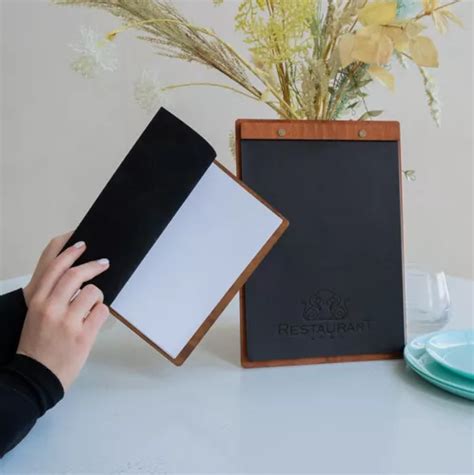 Prancheta Cardápio A4 Capa Couro Legitimo Mdf Amadeirado 6mm Frete grátis