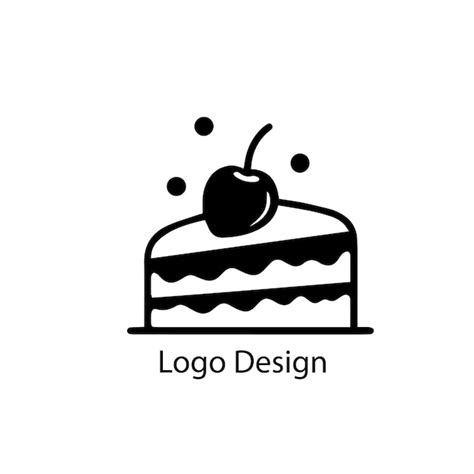 Diseño de logotipo de pastel icono plano simple negro sobre fondo blanco Vector Premium