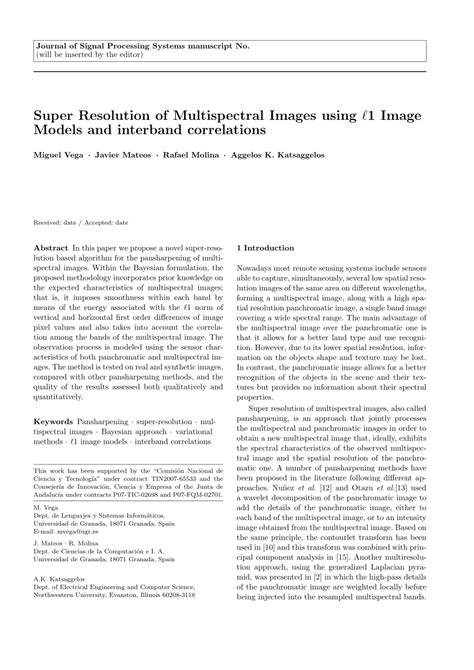 Pdf Super Resolution Of Multispectral Images Using L 1 Image Models And Interband Correlations