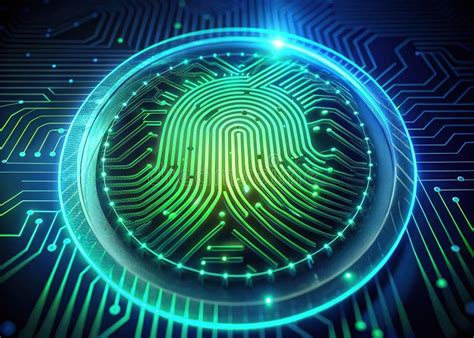 Futuristic Neon Fingerprint Hud Interface A Glowing Biometric Authentication System For