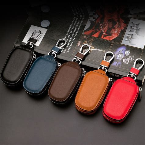 Bolsa Para Chave De Carro Zíper Couro Genuíno Anti Hacking