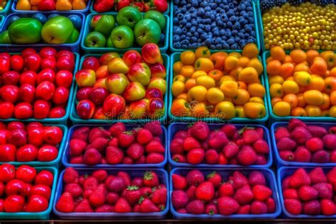 Supermarket Vegetables Showcase With Different Fruits And Vegetables Neural Network Ai