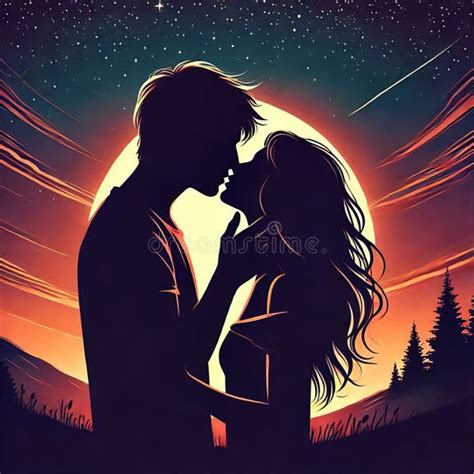 Passionate Kiss At Sunset Happy Valentines Day Romance Romantic Love