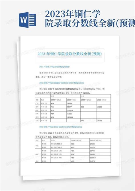 2023年铜仁学院录取分数线全新 预测 Word模板下载 编号qpwpakbd 熊猫办公