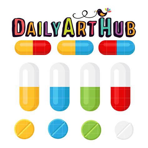 Capsule And Tablet Medicine Clip Art Set Daily Art Hub Graphics