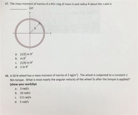 solved the mass moment of inertia of a thin ring of mass m