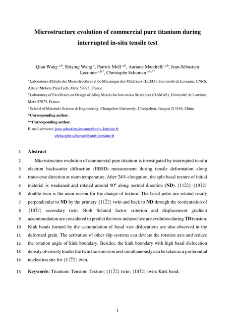 Pdf Microstructure Evolution Of Commercial Pure Titanium During