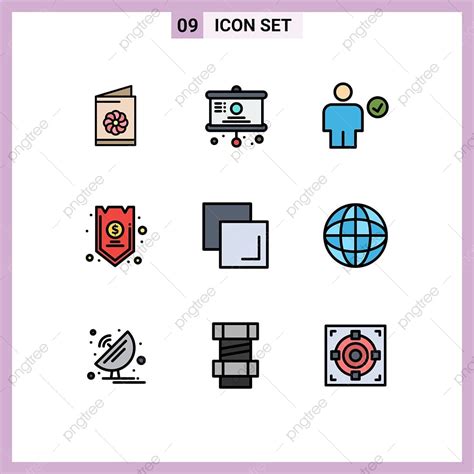 Color Grid Vector Design Images Set Of 9 Vector Filledline Flat Colors
