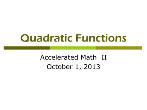Ppt Quadratic Functions Powerpoint Presentation Free Download Id