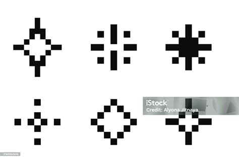 픽셀 스타 레트로 8 비트 스파클 세트 반짝이는 게임 픽셀 아트 효과 세트입니다 불꽃 놀이 공간 장식 90년대 미학 Y2k 벡터 일러스트 레이 션 0명에 대한 스톡 벡터