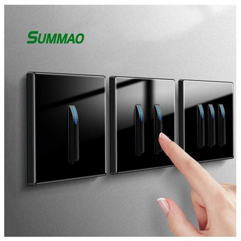 Summao Wall Switch Socket With Led 16a 1 2 3 4 Gang 1way 2 Way Wall Push Light Switch With