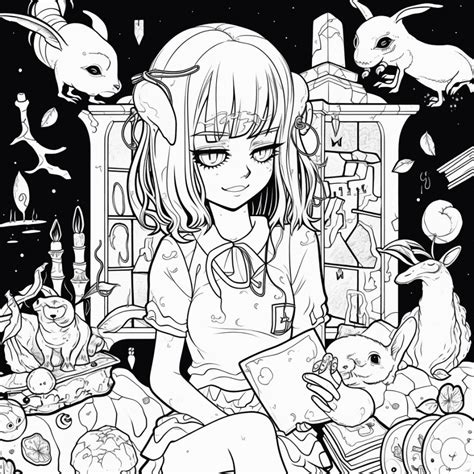 Adult Printable Coloring Pages 476 Free Creepy Kawaii Anime Dark