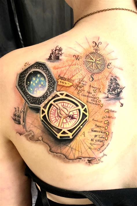 Piratesofthecaribbeancompass Compass Colourful Tattooing Inks