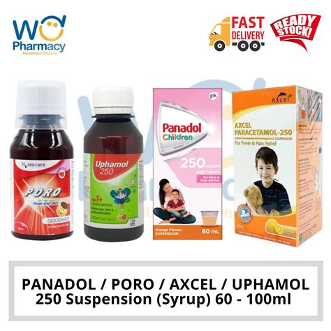 Panadol Poro Axcel Uphamol 250 Suspension Syrup 60 100ml