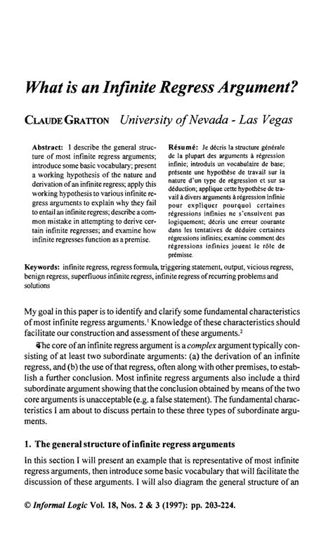 Pdf What Is An Infinite Regress Argument