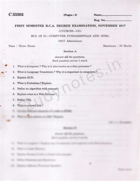 SOLUTION Previous Year Question Papper Computer Fundamentals Calicut University Studypool