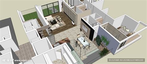 大户型室内设计模型设计图 室内模型 3d设计 设计图库 昵图网