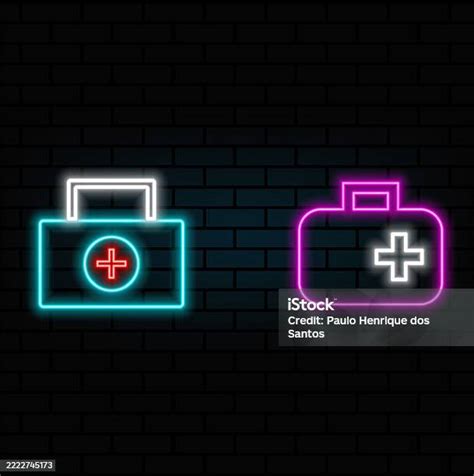 구급 상자 네온 Stylemedical 키트 상징 아이콘 의료 가방 네온 서류 가방 0명에 대한 스톡 벡터 아트 및 기타 이미지 Istock